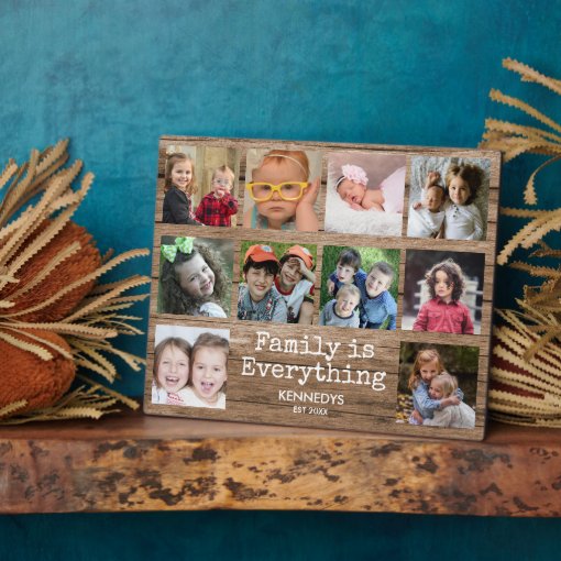 Rustic Wood 10 Photo Collage Family Quote Plaque | Zazzle