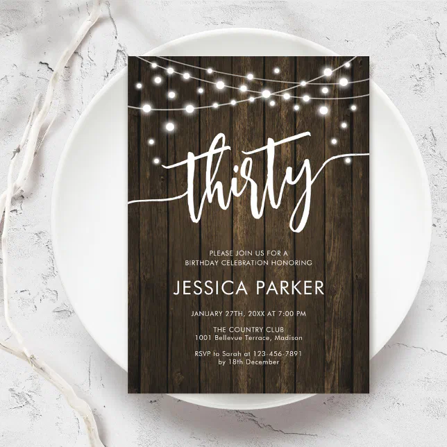 Rustic Wood 30th Birthday Party Invitation | Zazzle