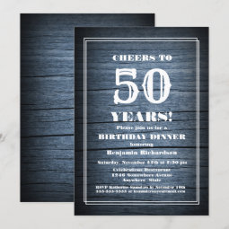 Rustic Wood 50th Birthday Dinner Party Invitation | Zazzle