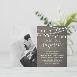 Rustic Wood 50th Photo Wedding Anniversary Invitation | Zazzle