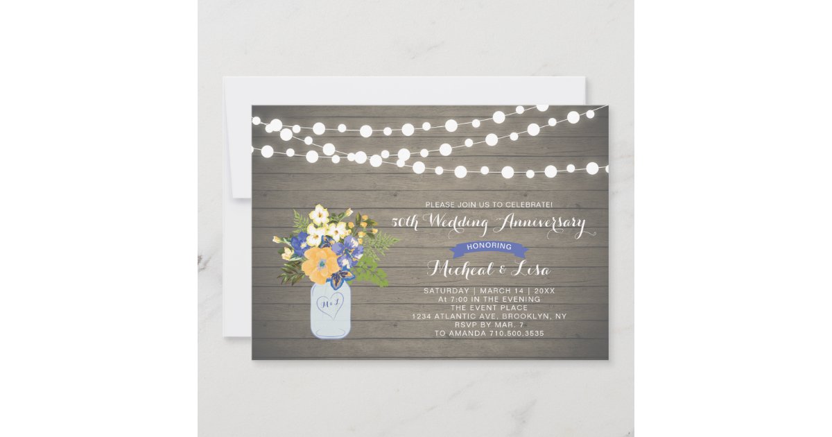 Rustic Wood 50th Wedding Anniversary Invitation | Zazzle