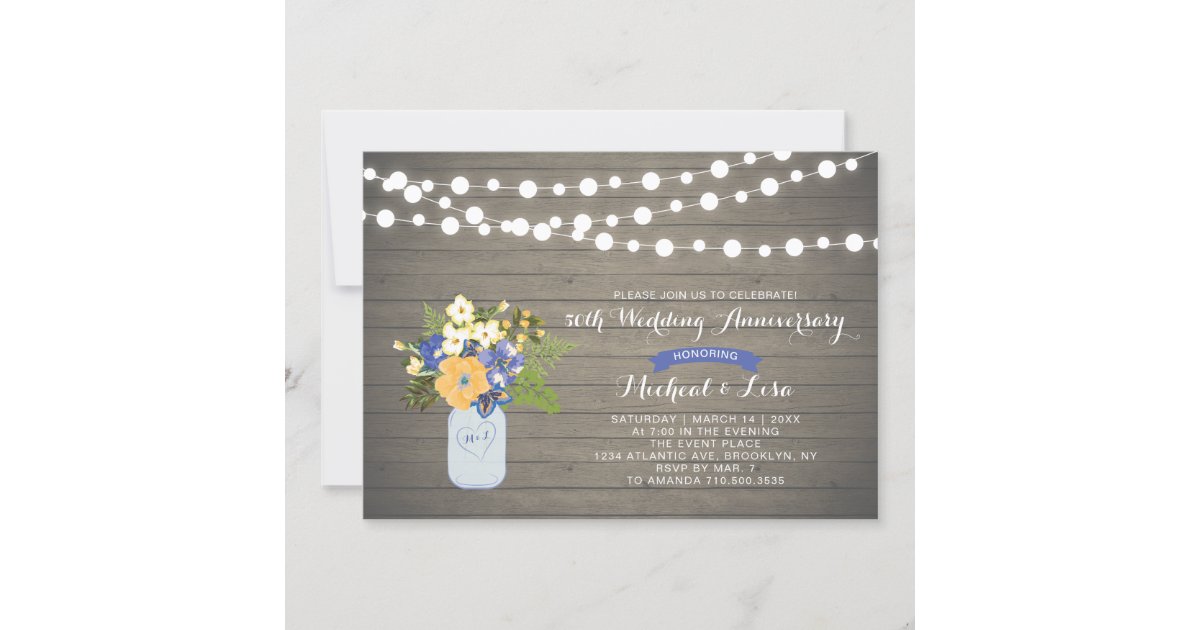 Rustic Wood 50th Wedding Anniversary Invitation | Zazzle