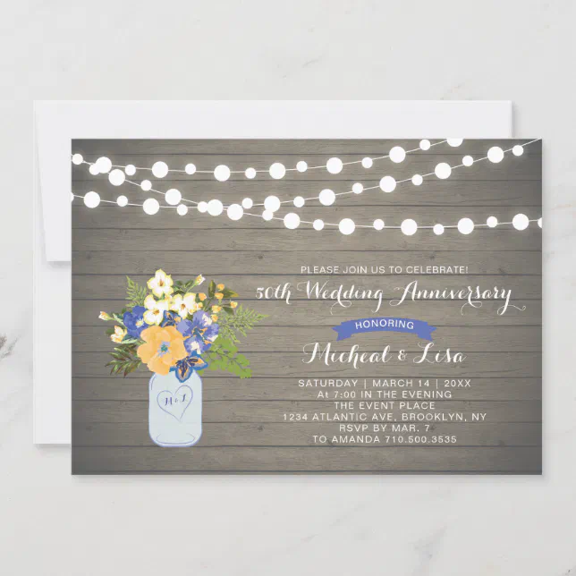 Rustic Wood 50th Wedding Anniversary Invitation | Zazzle