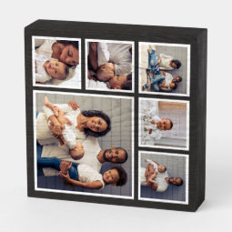 Rustic Wood 6 Square Photo Collage Wooden Box Sign | Zazzle