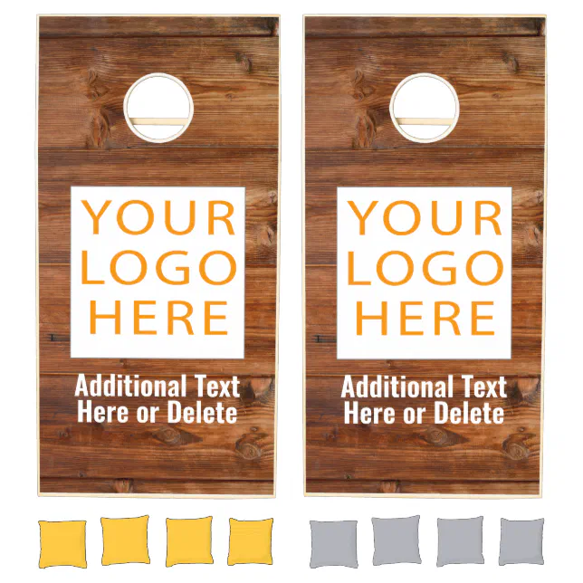 Rustic Wood Add Your Logo Cornhole Set | Zazzle