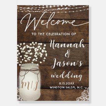 Rustic Wood and Lace Country Wedding Welcome Sign | Zazzle