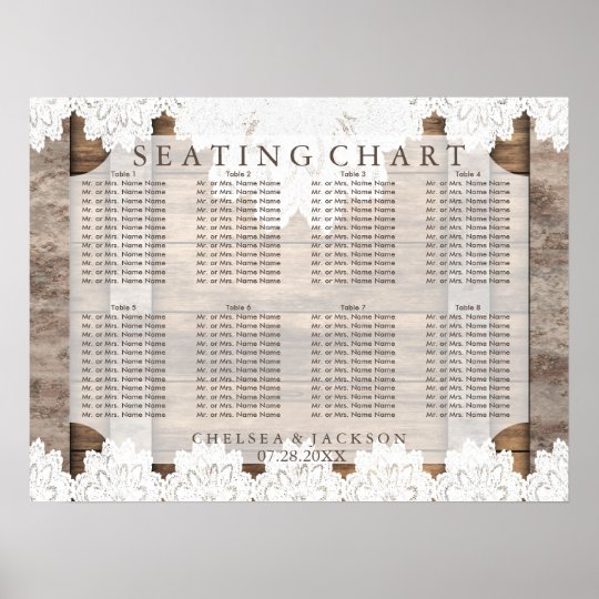 Rustic Wood and Lace - Seating Chart | Zazzle.com