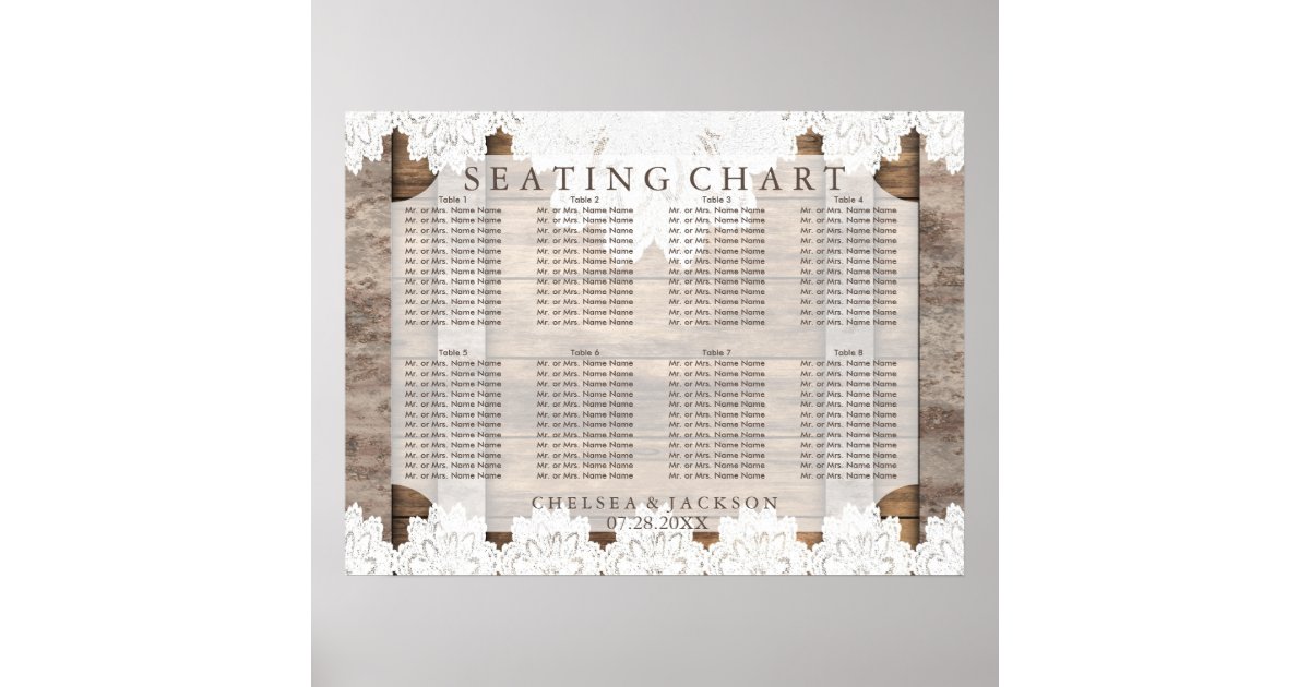 Rustic Wood and Lace - Seating Chart | Zazzle.com