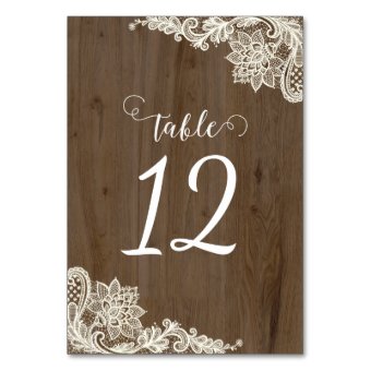 Rustic Wood and Lace Table Numbers | Zazzle