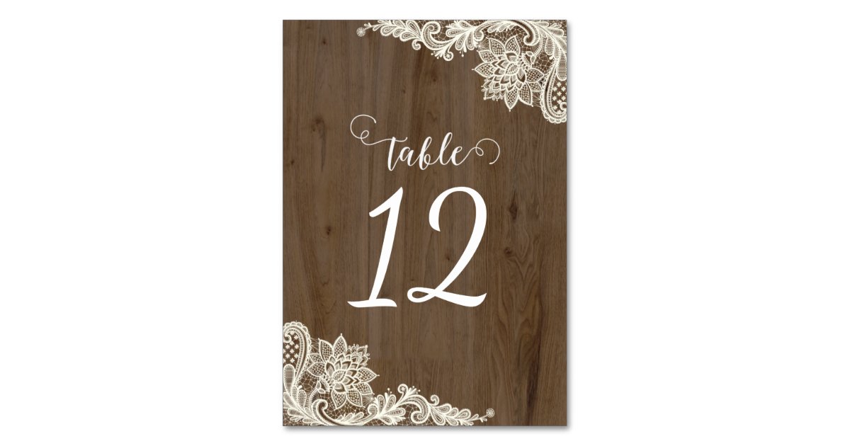 Rustic Wood and Lace Table Numbers | Zazzle