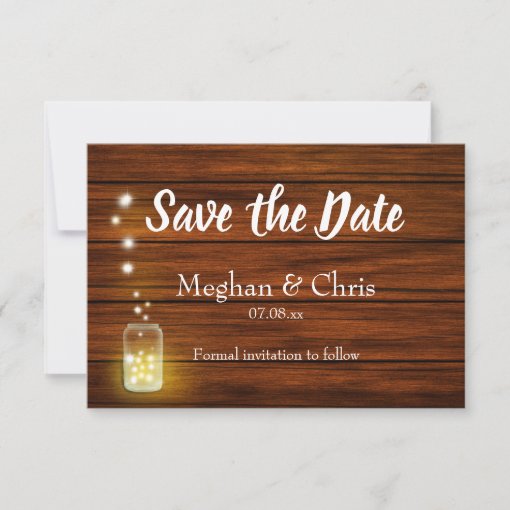 Rustic Wood and Lights Save the Date Card | Zazzle