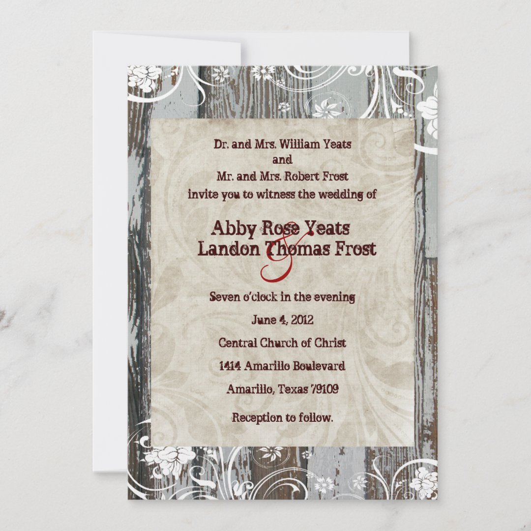 Rustic Wood and Parchment Wedding Invitations | Zazzle
