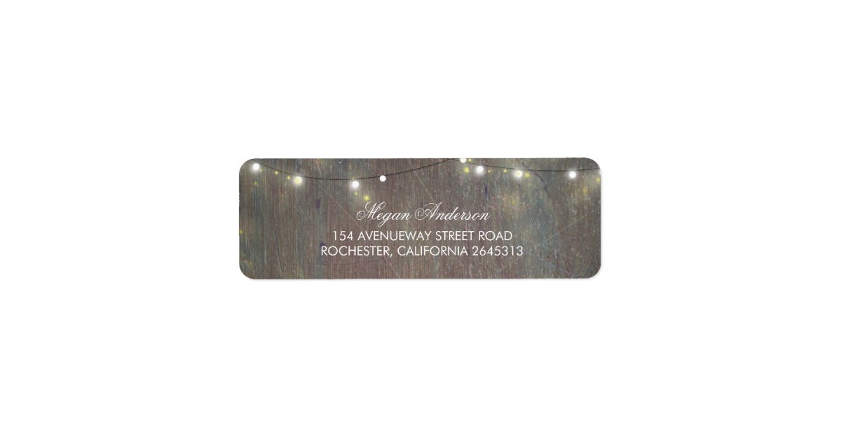Rustic Wood and String Lights Label | Zazzle