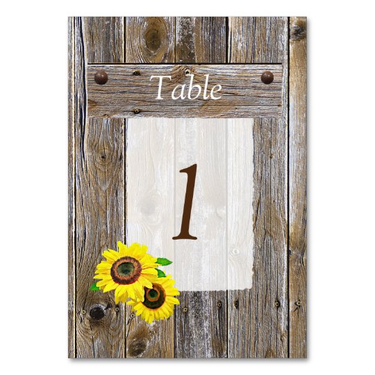 Rustic Wood and Sunflowers Table Number Wedding | Zazzle.com