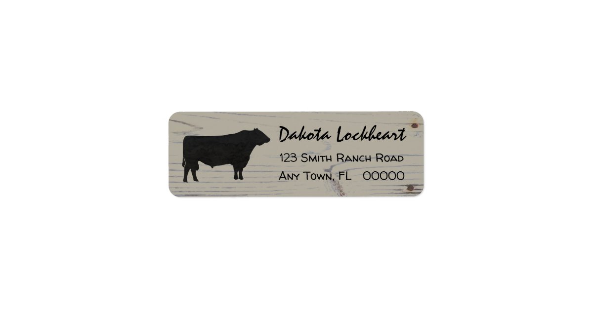 Rustic Wood Angus Bull Watercolor Label | Zazzle
