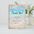 Rustic Wood Aqua Blue Beach Coastal Wedding Thank You Card | Zazzle