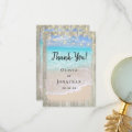 Rustic Wood Aqua Blue Beach Coastal Wedding Thank You Card | Zazzle