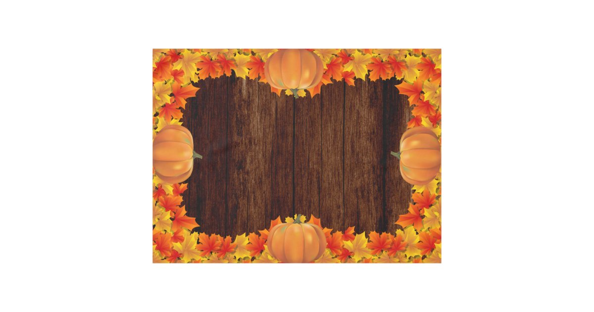 Rustic Wood Autumn Leaves Pumpkins Tablecloth | Zazzle