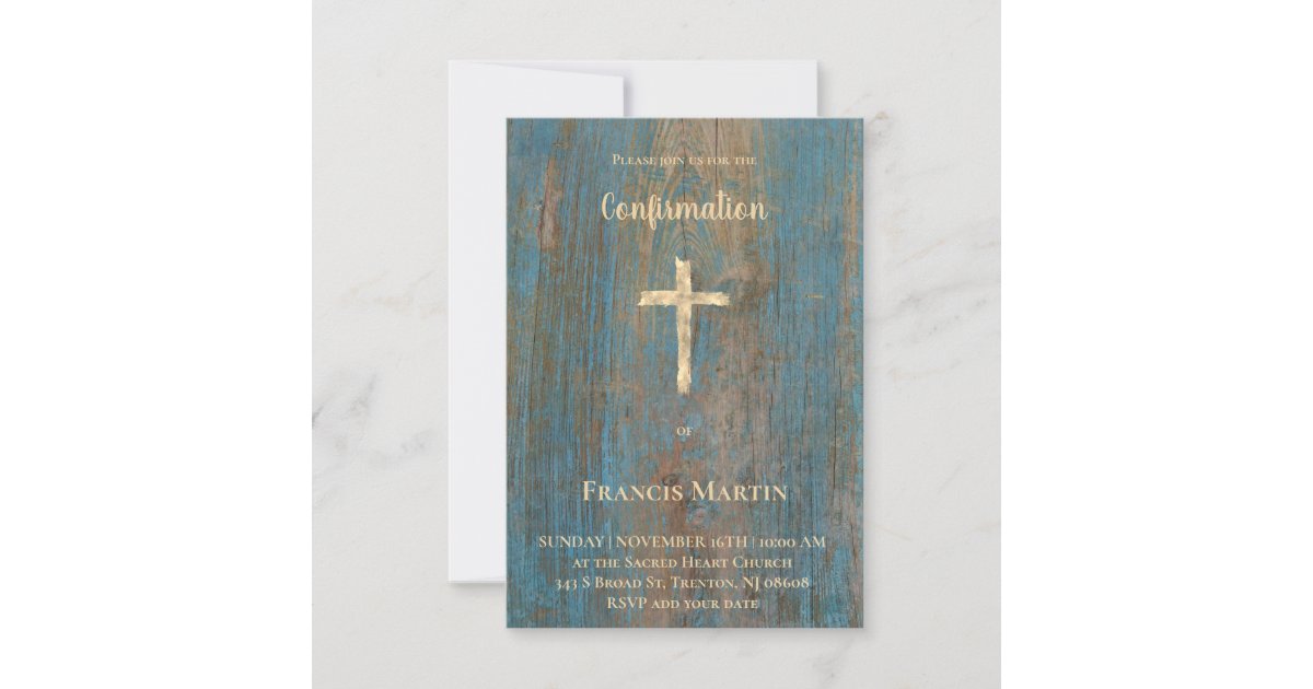 rustic wood background Confirmation Invitation | Zazzle