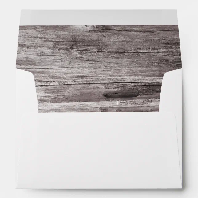 Rustic Wood Background Wedding Envelope | Zazzle