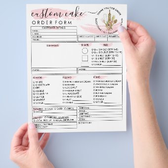 Rustic Wood Bakery Cake Order Form Flyer | Zazzle