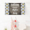 Rustic Wood Barn Wedding Daisy Floral Welcome Banner | Zazzle