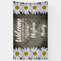 Rustic Wood Barn Wedding Daisy Floral Welcome Banner | Zazzle
