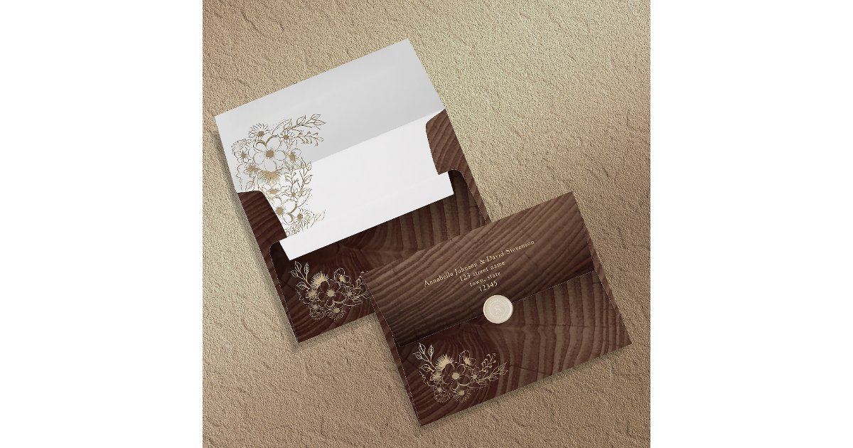 Rustic Wood Barn Wedding Envelope | Zazzle