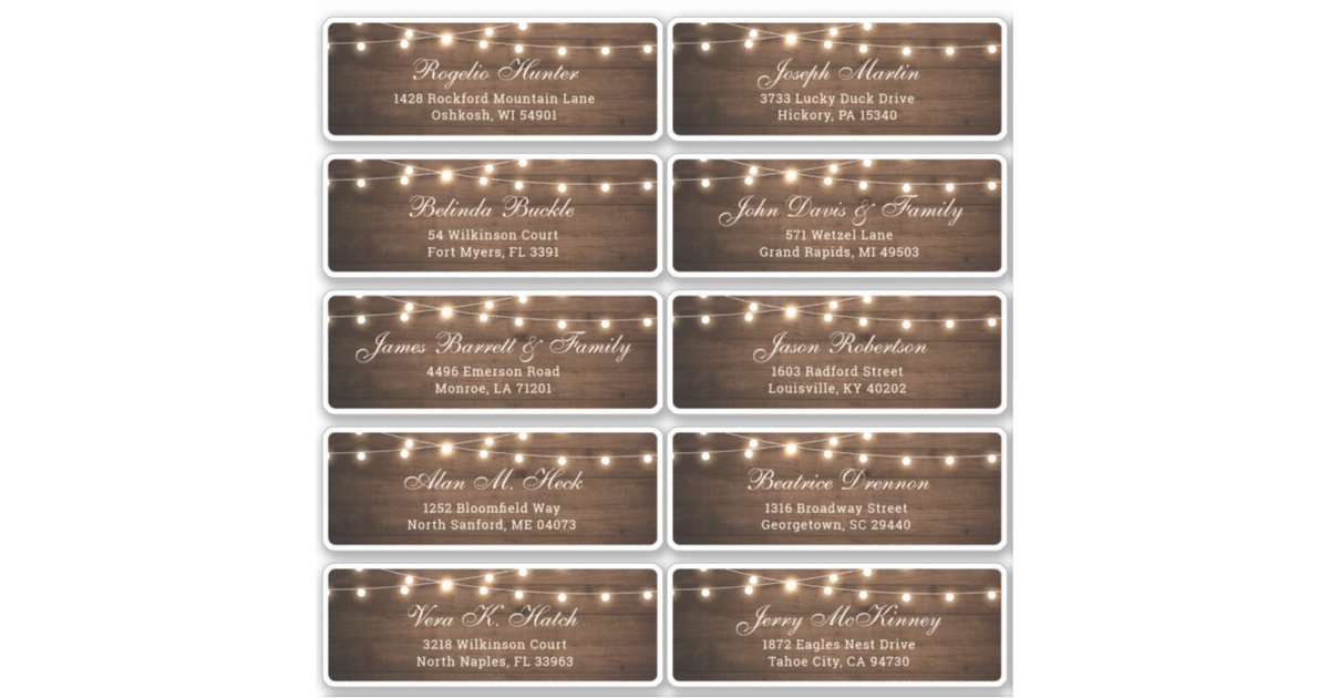Rustic Wood Barn Wedding Guest Name Address Label | Zazzle