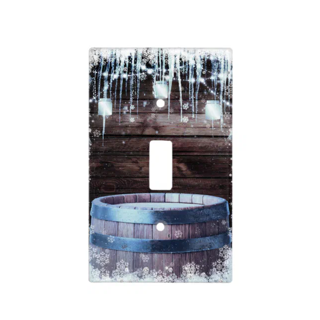 Rustic Wood Barrel & Lights Winter Barn Light Switch Cover | Zazzle