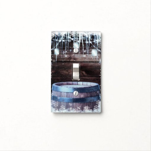 Rustic Wood Barrel & Lights Winter Barn Light Switch Cover | Zazzle