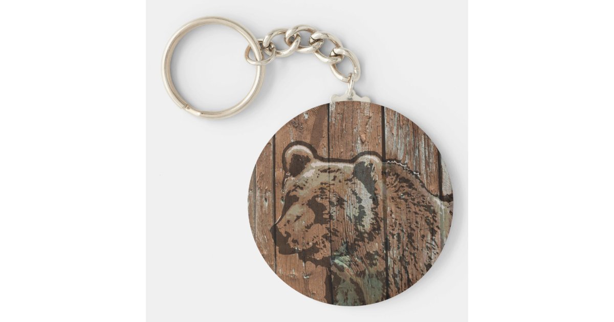 Rustic wood bear keychain | Zazzle.com