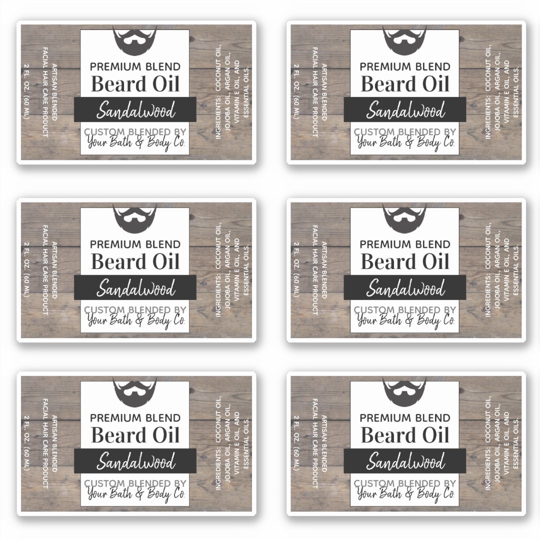 Rustic Wood Beard Oil Labels With Ingredients | Zazzle