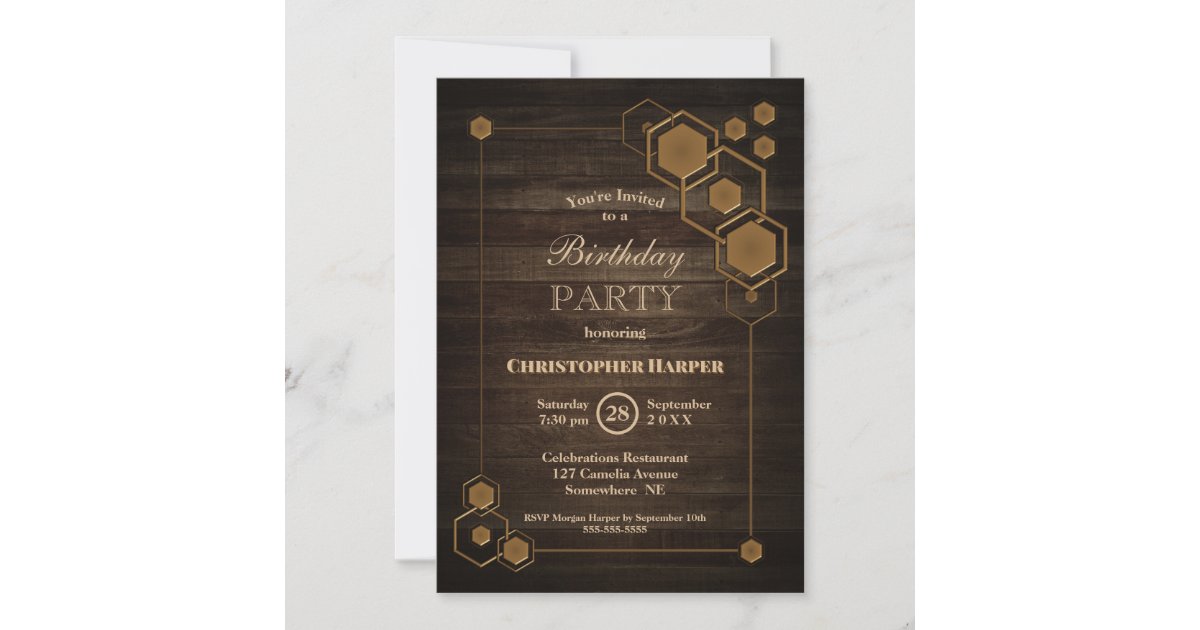 Rustic Wood Birthday Party Invitation | Zazzle