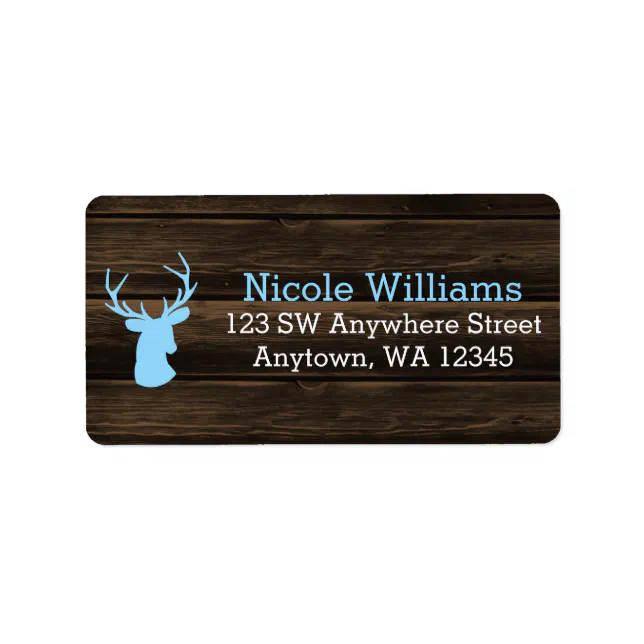 Rustic Wood Blue Buck Deer Address Label | Zazzle