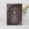 Rustic Wood Boho floral table number seating chart | Zazzle