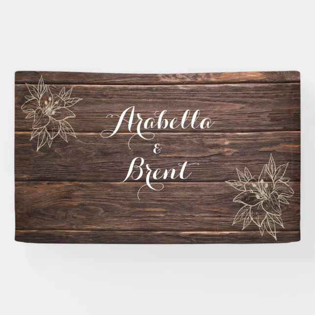 Rustic Wood Botanical Floral Wedding Banner | Zazzle