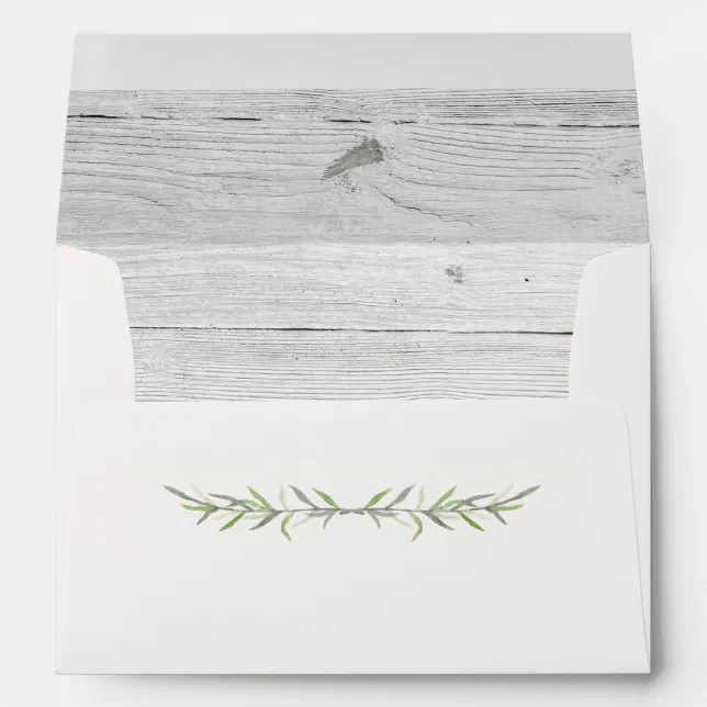Rustic Wood & Botanical Leaves Wedding Invitation Envelope | Zazzle