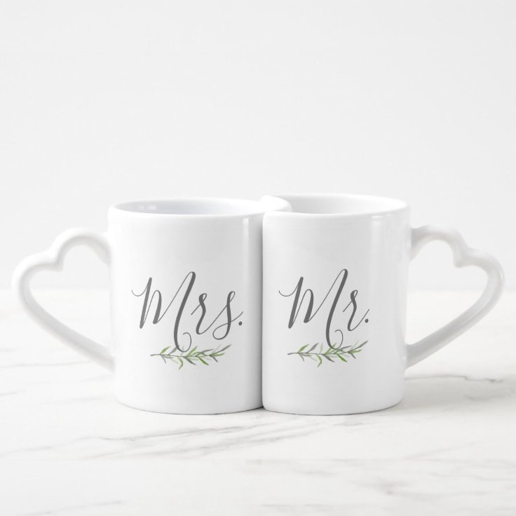 Rustic Wood & Botanical Leaves Wedding Keepsake Coffee Mug Set | Zazzle