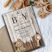 Rustic Wood Boy Baby Shower Invitation | Zazzle