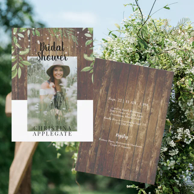 Rustic Wood Bride Photo Bridal Shower Invitation | Zazzle