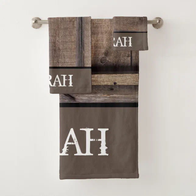 Rustic Wood Brown Farmhouse Barn Distressed Bath Towel Set | Zazzle
