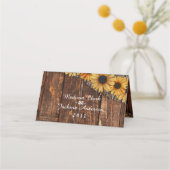 Rustic Wood Burlap Sunflower Wedding Table Number Place Card | Zazzle