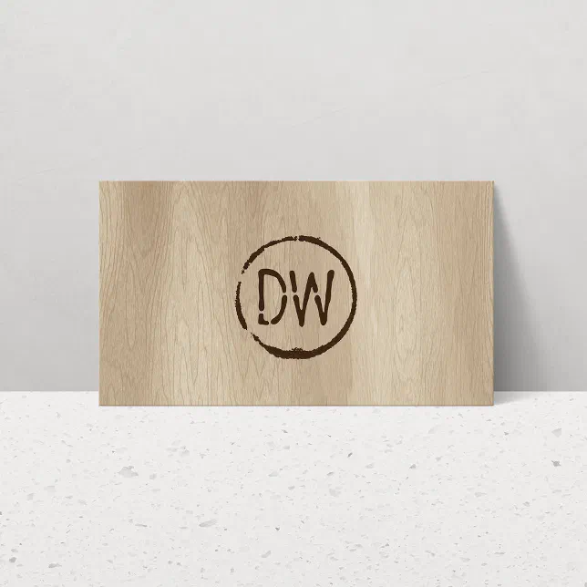 Rustic Wood-Burned Stamped Monogram for Catering Business Card | Zazzle