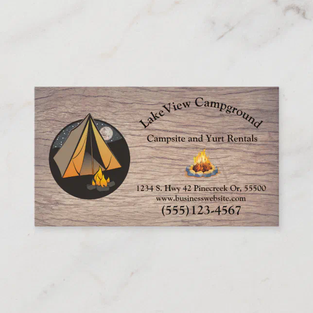 Rustic Wood Cabin Campground Vacation Rental Business Card | Zazzle