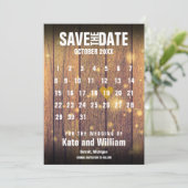 Rustic Wood Calendar Save the Date | Zazzle