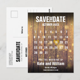 Rustic Wood Calendar Save the Date Postcard | Zazzle