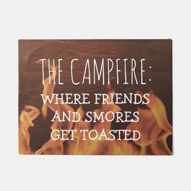 Rustic Wood Camping Campfire Funny Friends Smores Doormat | Zazzle