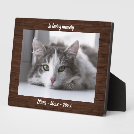 Rustic Wood Cat Memorial Photo Keepsake Plaque | Zazzle