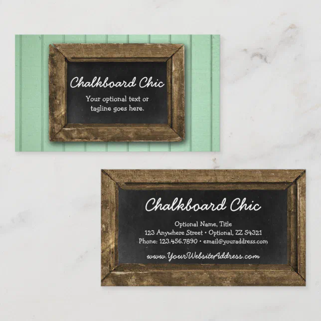 Rustic Wood Chalkboard Frame Shabby Chic Mint Business Card | Zazzle